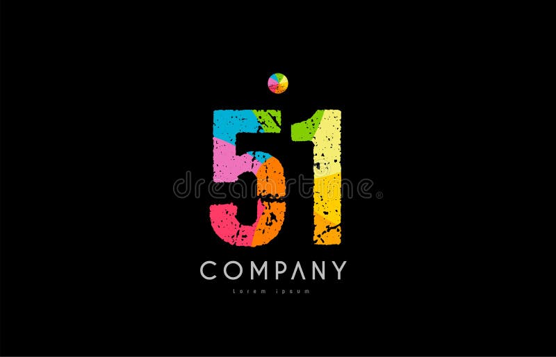 51 Number Grunge Color Rainbow Numeral Digit Logo Stock Illustration ...