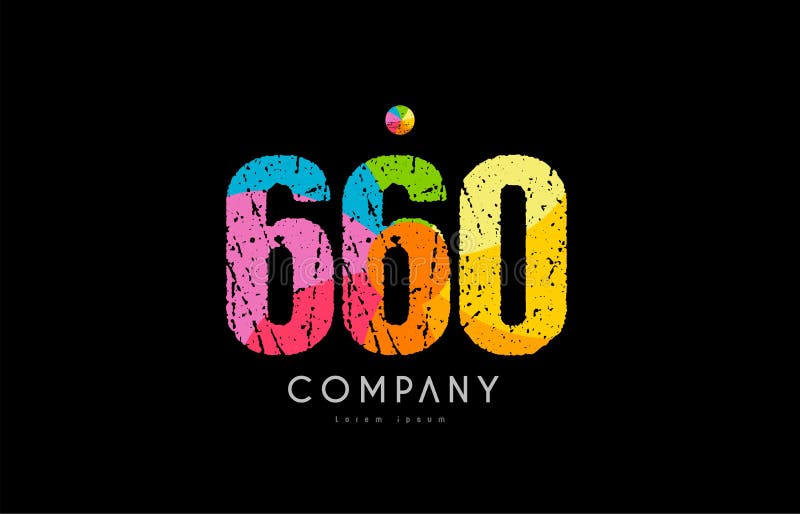 660 Number Grunge Color Rainbow Numeral Digit Logo Stock Illustration ...