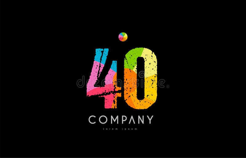 40 Number Grunge Color Rainbow Numeral Digit Logo Stock Illustration ...