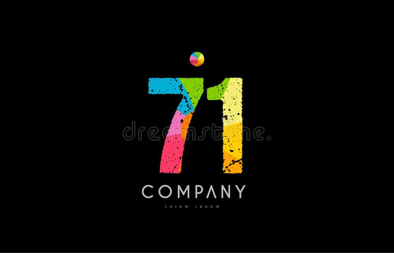 71 Number Grunge Color Rainbow Numeral Digit Logo Stock Illustration ...