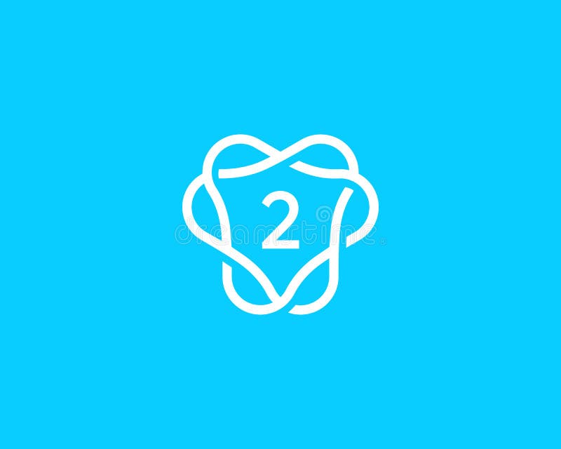 Number 2 Logo Icon Design Template. Creative Linear Wreath Frame Emblem ...