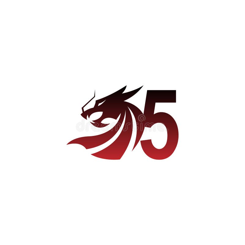 Number 5 Logo Icon with Dragon Design Vector Stock Vector ...