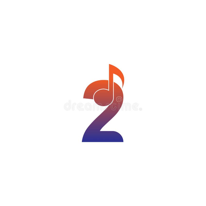 Number 2 Logo Icon with Musical Note Design Symbol Template Stock ...