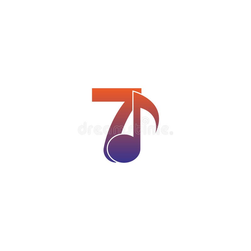 Number 7 Logo Icon with Musical Note Design Symbol Template Stock ...
