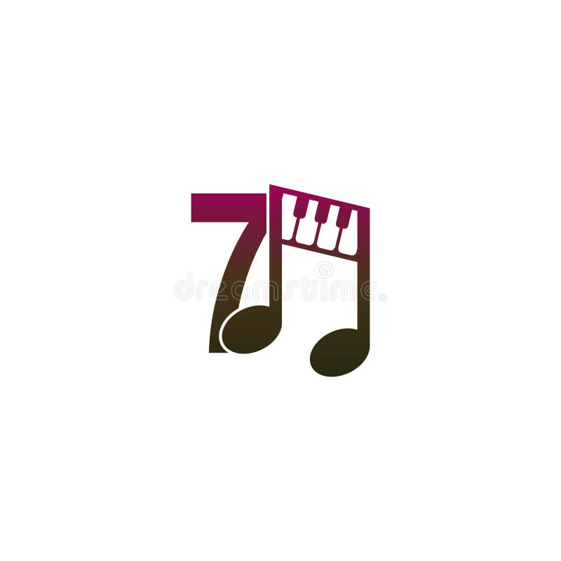 Number 7 Logo Icon with Musical Note Design Symbol Template Stock ...