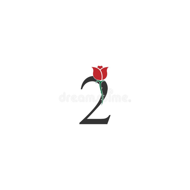 Number 2 Logo Icon with Rose Design Vector Stock Vector - Illustration ...
