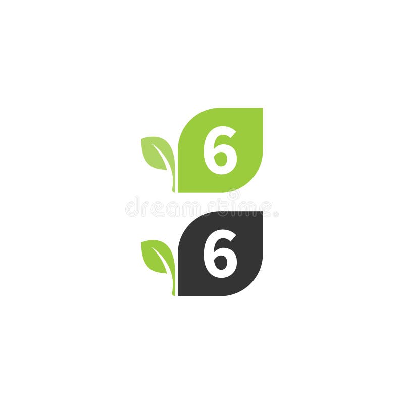 Number 6 Logo Leaf Icon Design Concept Stock Vector - Illustration of ...