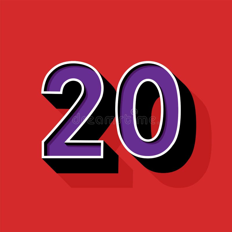 Number 20 Logo on Red Background Stock Vector - Illustration of date ...