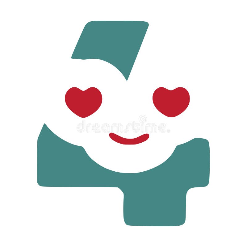 Number 4 in Love Cute Smiley Stock Vector - Illustration of love, glyph ...