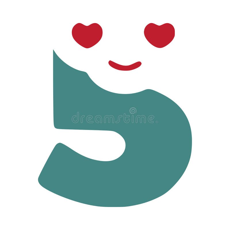 Number 5 in Love Cute Smiley Stock Vector - Illustration of smiley ...