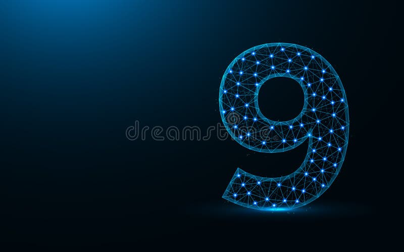 Number 9 low poly design stock illustration. Illustration of polygonal ...