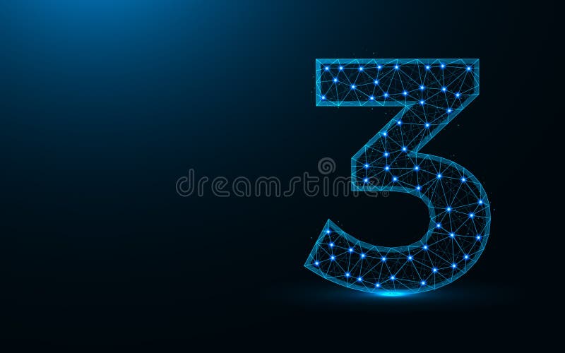 Number 3 low poly design stock illustration. Illustration of sign ...