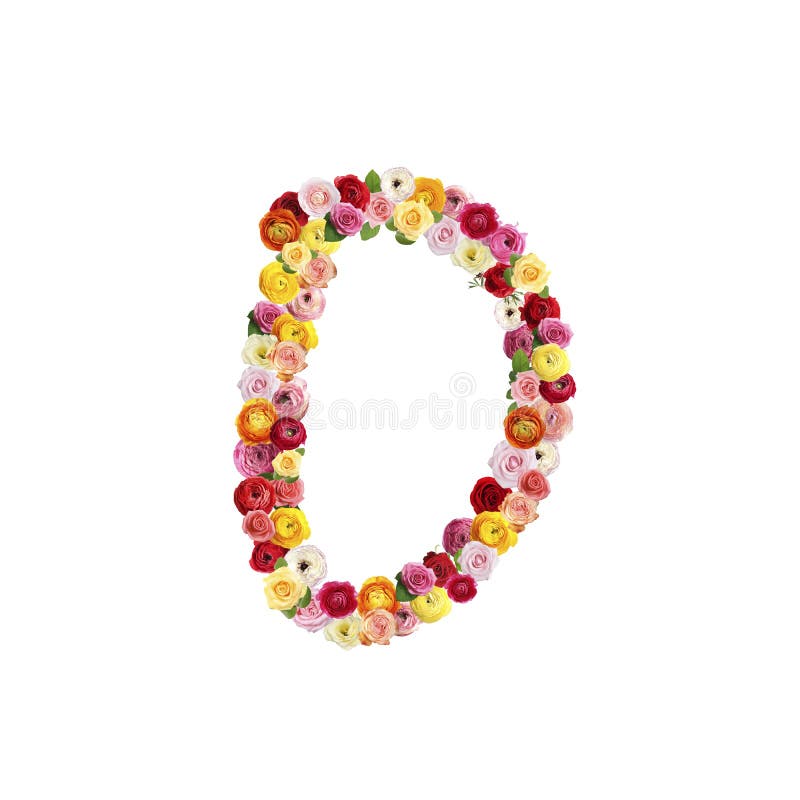 Number 0 Made of Beautiful Flowers on White Background Stock ...
