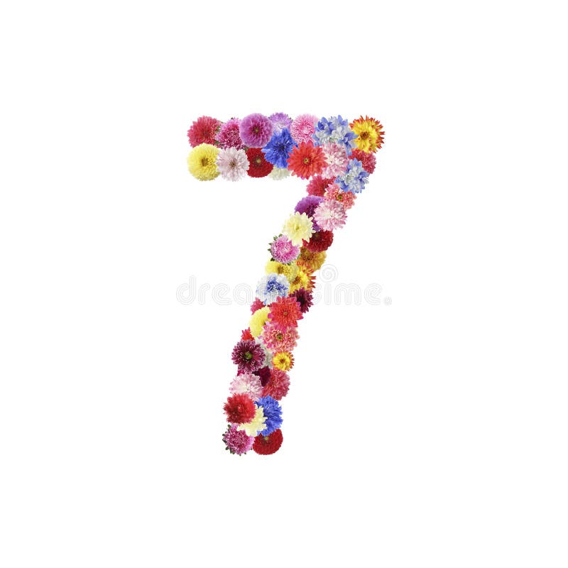 Number 7 Made of Beautiful Flowers on White Background Stock ...
