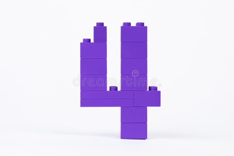 Number 4 Made Of Building Toy Blocks Isolated On White Background Stock ...