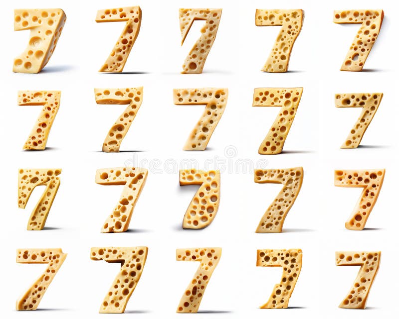 Number 7 made from cheese stock illustration. Illustration of snack ...