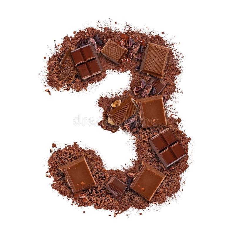 Number 3 Made of Chocolate Bar Stock Photo - Image of chocolate ...