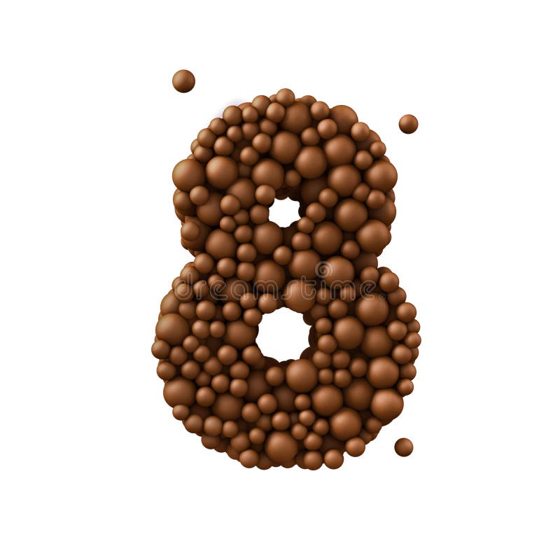 Number 8 Made of Chocolate Bubbles, Milk Chocolate Concept, 3d ...