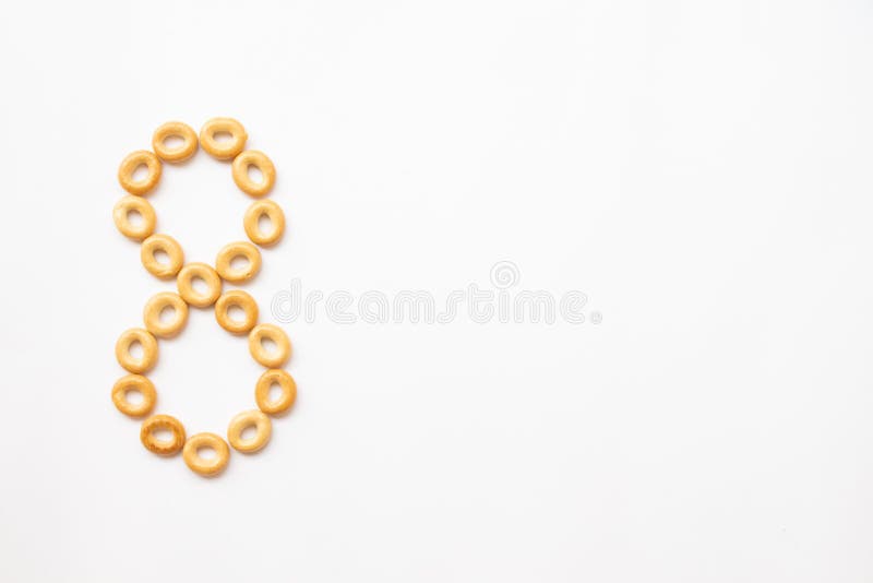 Number 8 Made from Cookies on a White Background with Space for Text ...