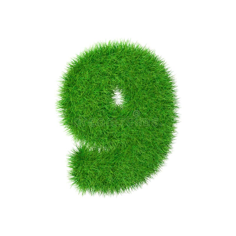 Number Made of Grass 9 Isolated on White, 3d Illustration Stock ...