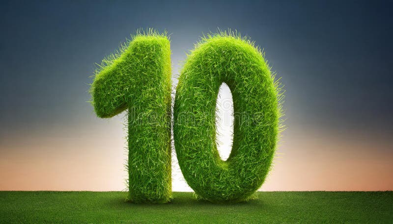 Number 10 Made of Green Grass. Natural Figure Stock Illustration ...