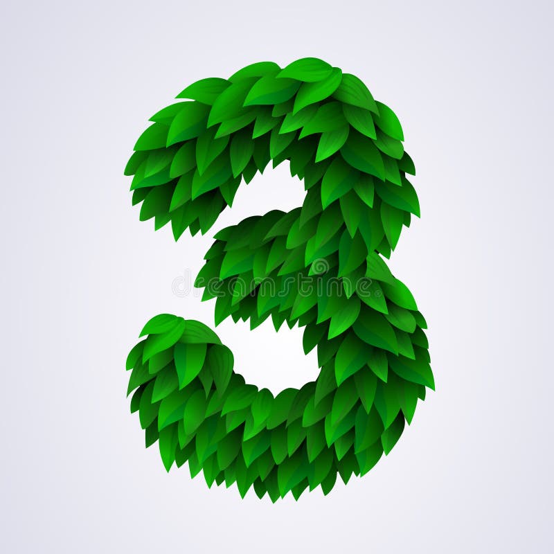 Number 3 Made of Green Leaves. Stock Vector - Illustration of ecology ...
