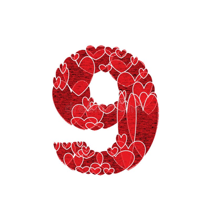 Number 2 made from hearts stock illustration. Illustration of text ...