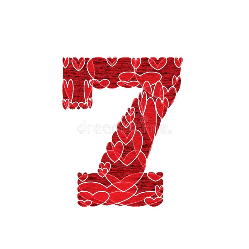 Number 7 made from hearts stock illustration. Illustration of text ...