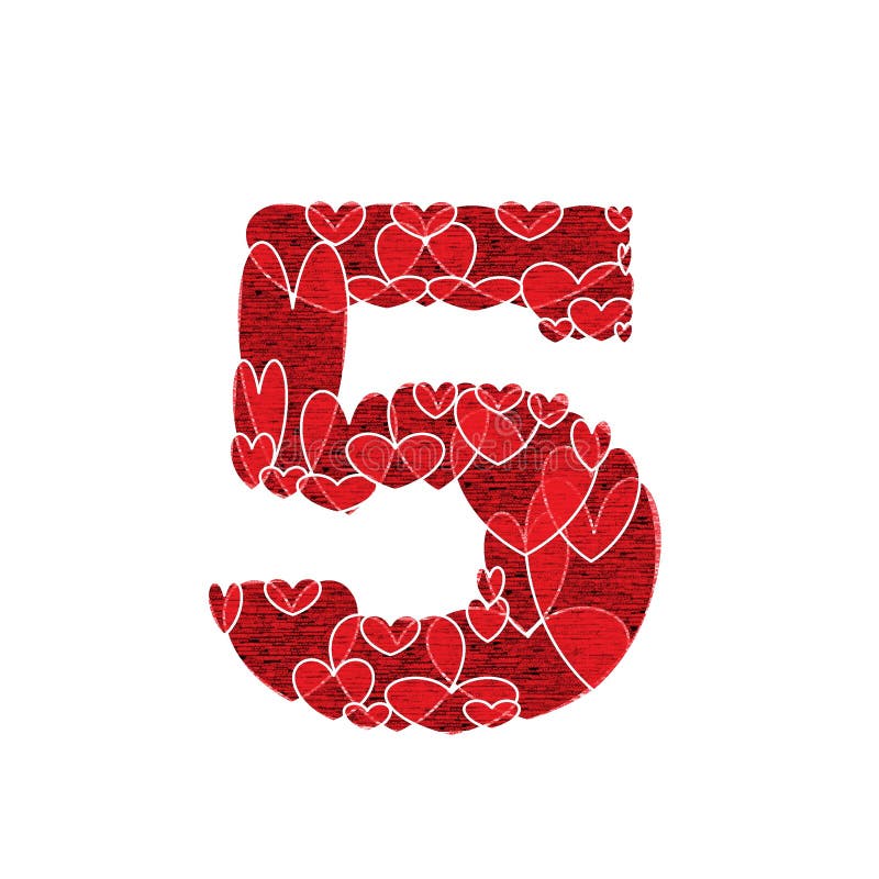 Number 5 made from hearts stock illustration. Illustration of ...