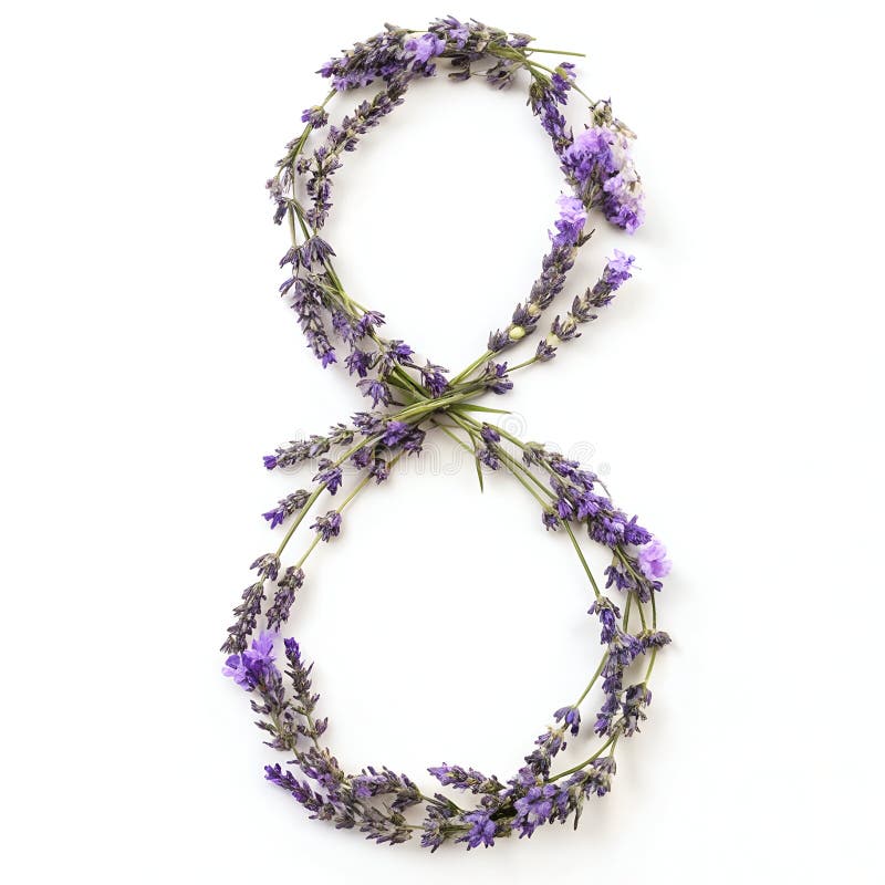 Number 8 Made with Lavender Flowers Isolated on White Background Stock ...