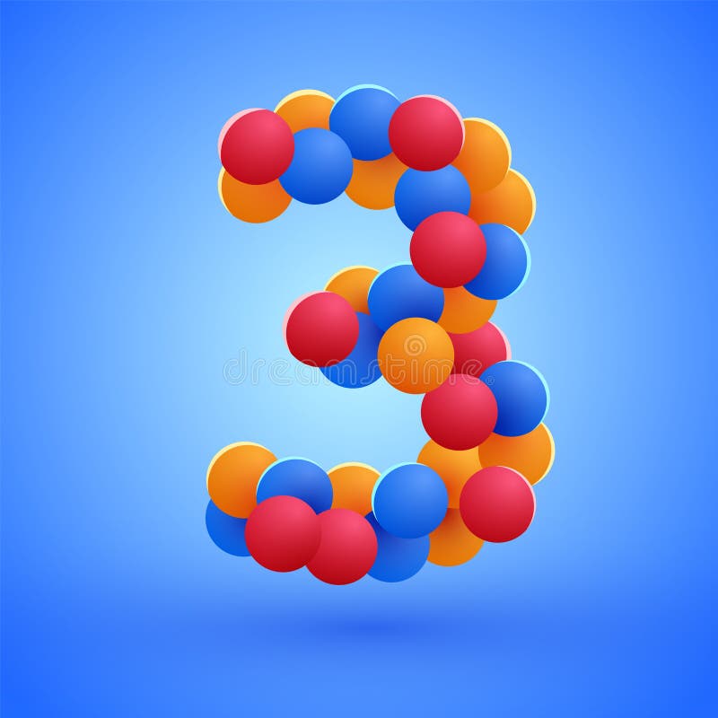 Number 3 Made from Multicolored Festive Balloons. Stock Vector ...