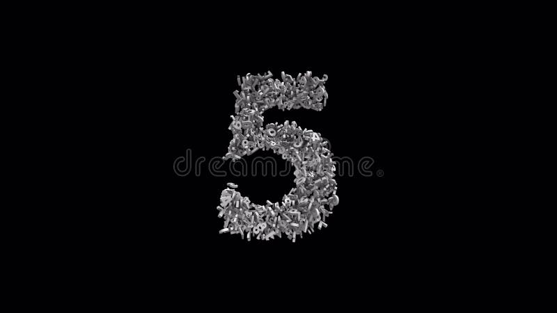 Number 5 Made of Numbers with Alpha Channel. 3D Font Number Animation ...