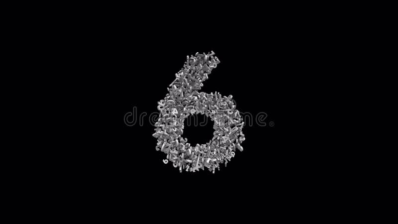Number 6 Made of Numbers with Alpha Channel. 3D Font Number Animation ...