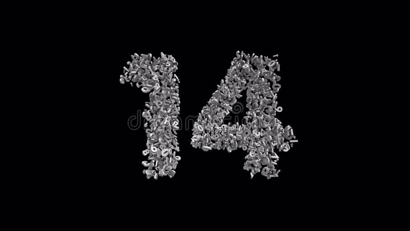 Number 14 Made of Numbers with Alpha Channel. 3D Font Number Animation ...