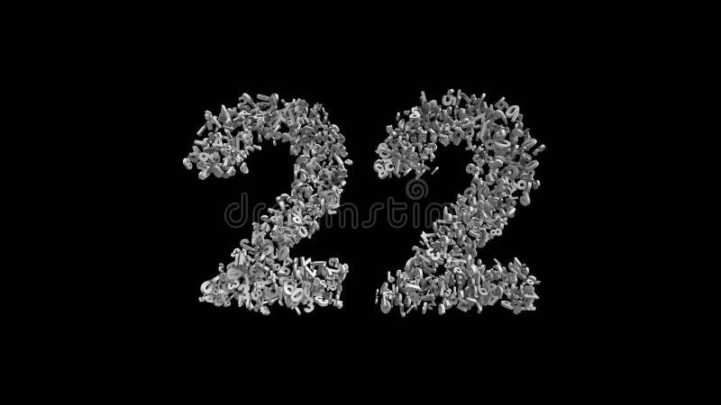 Number 22 Made of Numbers with Alpha Channel. 3D Font Number Animation ...