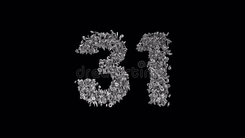 Number 31 Made of Numbers with Alpha Channel. 3D Font Number Animation ...