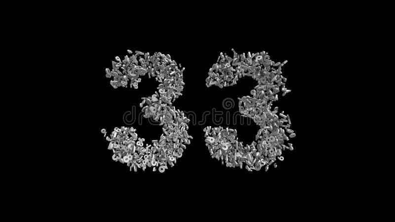 Number 33 Made of Numbers with Alpha Channel. 3D Font Number Animation ...