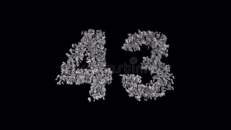 Number 43 Made of Numbers with Alpha Channel. 3D Font Number Animation ...