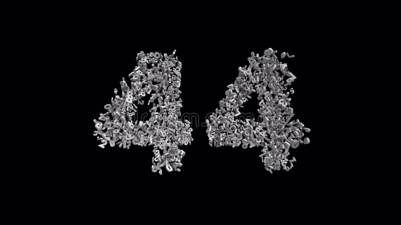 Number 44 Made of Numbers with Alpha Channel. 3D Font Number Animation ...