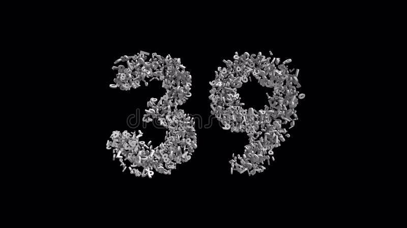 Number 39 Made of Numbers with Alpha Channel. 3D Font Number Animation ...