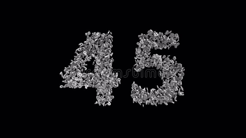 Number 45 Made of Numbers with Alpha Channel. 3D Font Number Animation ...