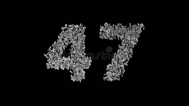 Number 47 Made of Numbers with Alpha Channel. 3D Font Number Animation ...
