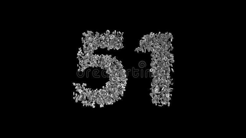 Number 51 Made of Numbers with Alpha Channel. 3D Font Number Animation ...