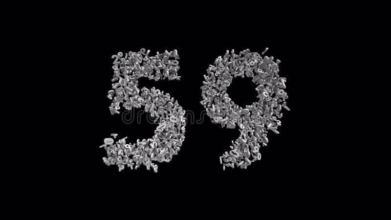 Number 59 Made of Numbers with Alpha Channel. 3D Font Number Animation ...