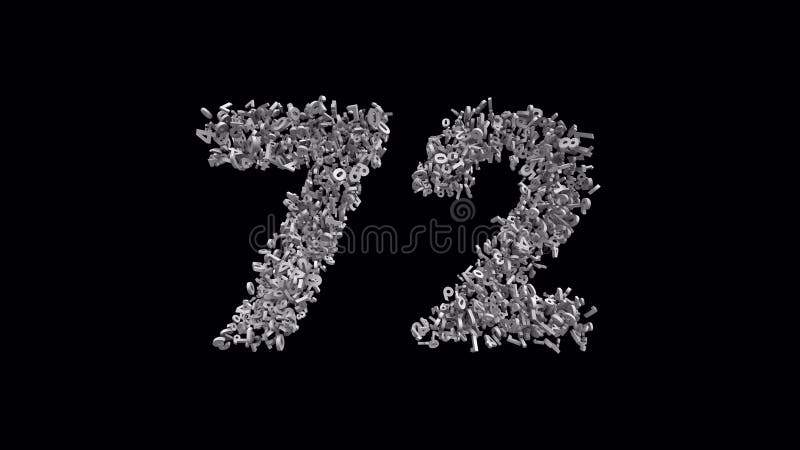 Number 72 Made of Numbers with Alpha Channel. 3D Font Number Animation ...