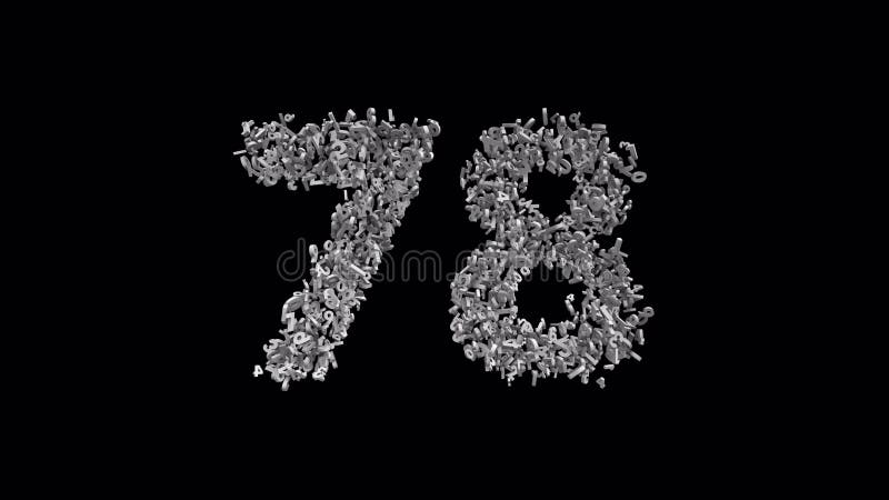 Number 78 Made of Numbers with Alpha Channel. 3D Font Number Animation ...