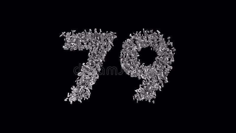 Number 79 Made of Numbers with Alpha Channel. 3D Font Number Animation ...