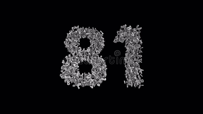 Number 81 Made of Numbers with Alpha Channel. 3D Font Number Animation ...