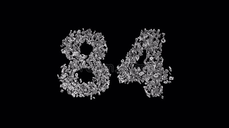 Number 84 Made of Numbers with Alpha Channel. 3D Font Number Animation ...