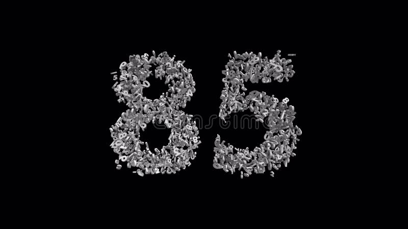 Number 85 Made of Numbers with Alpha Channel. 3D Font Number Animation ...